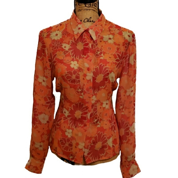 Apostrophe | Tops | Apostrophe Punch Floral Chiffon Blouse 2 | Poshmark